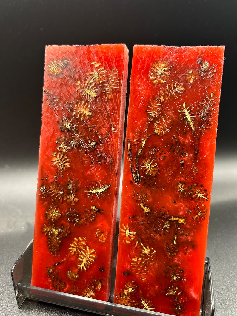 Stabilized Alder Cone Knife Scales. Red - Etsy