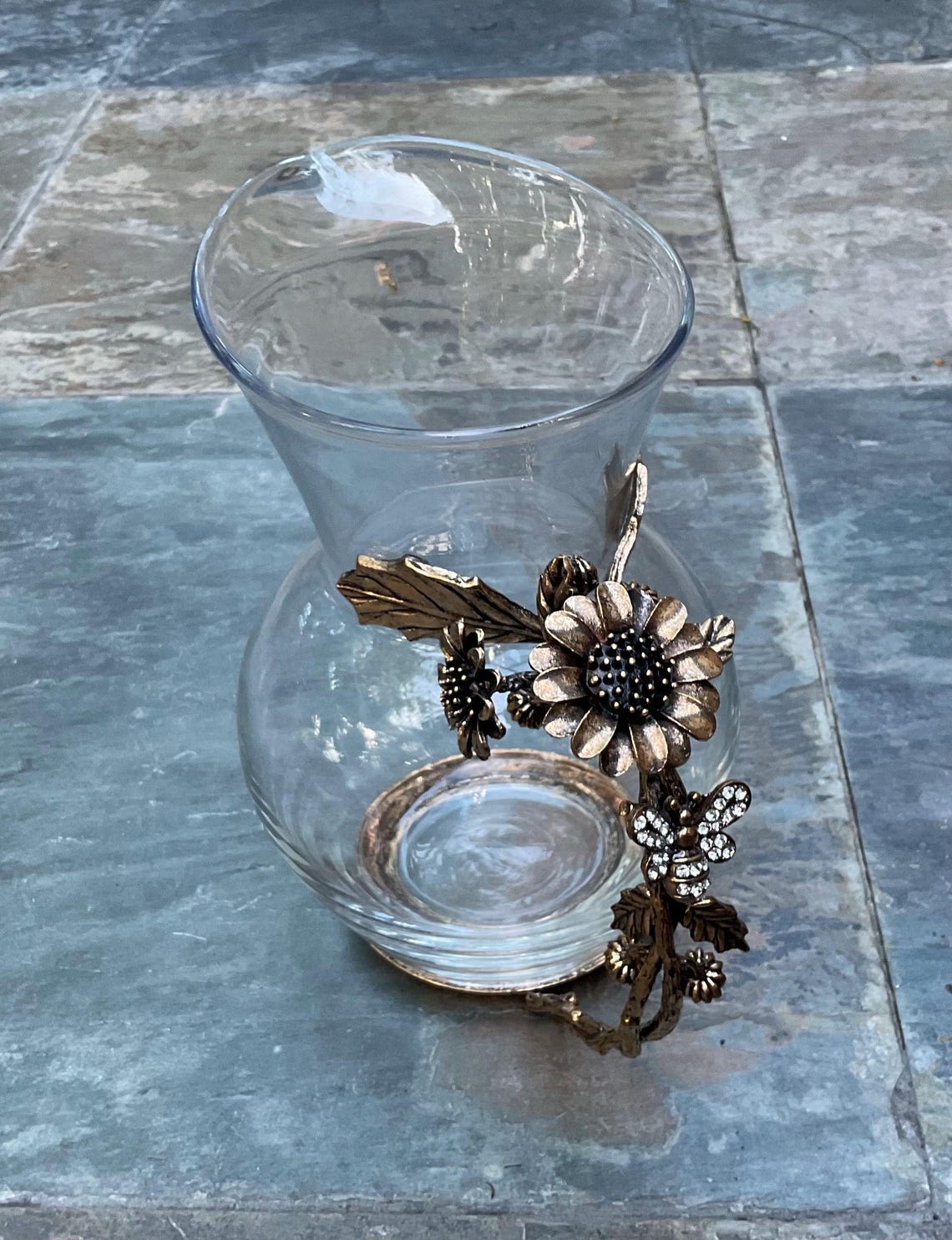 STUNNING Glass Pitcher W/handle- Sun Flower Wrapped- Beautifully ...