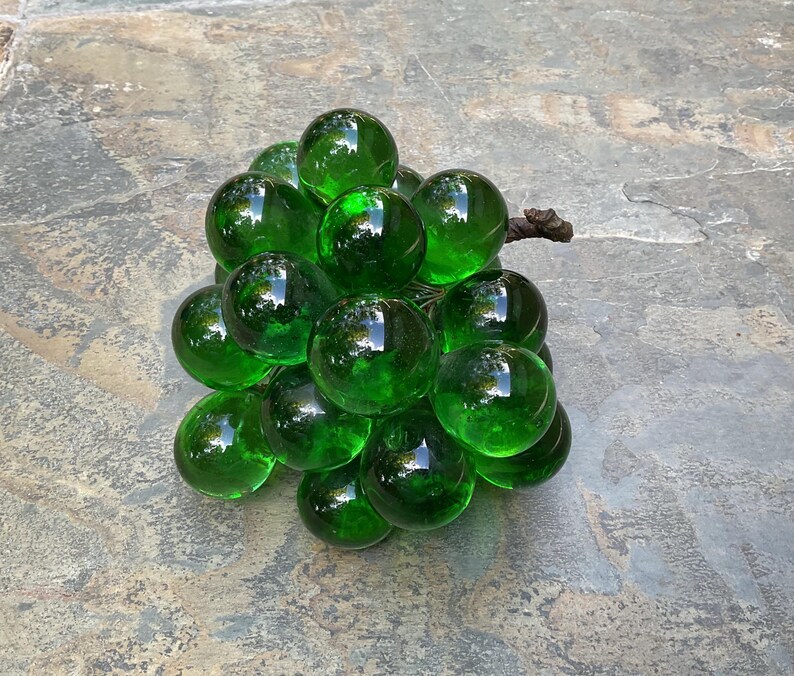 Antique LUCITE Large Emerald Green Glass Grape Cluster *rare Find ...