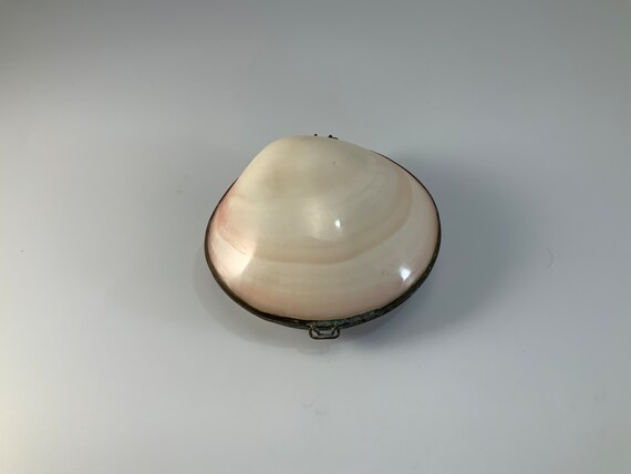 Large BEAUTIFUL Sea shell Clam trinket box with brass… - Gem