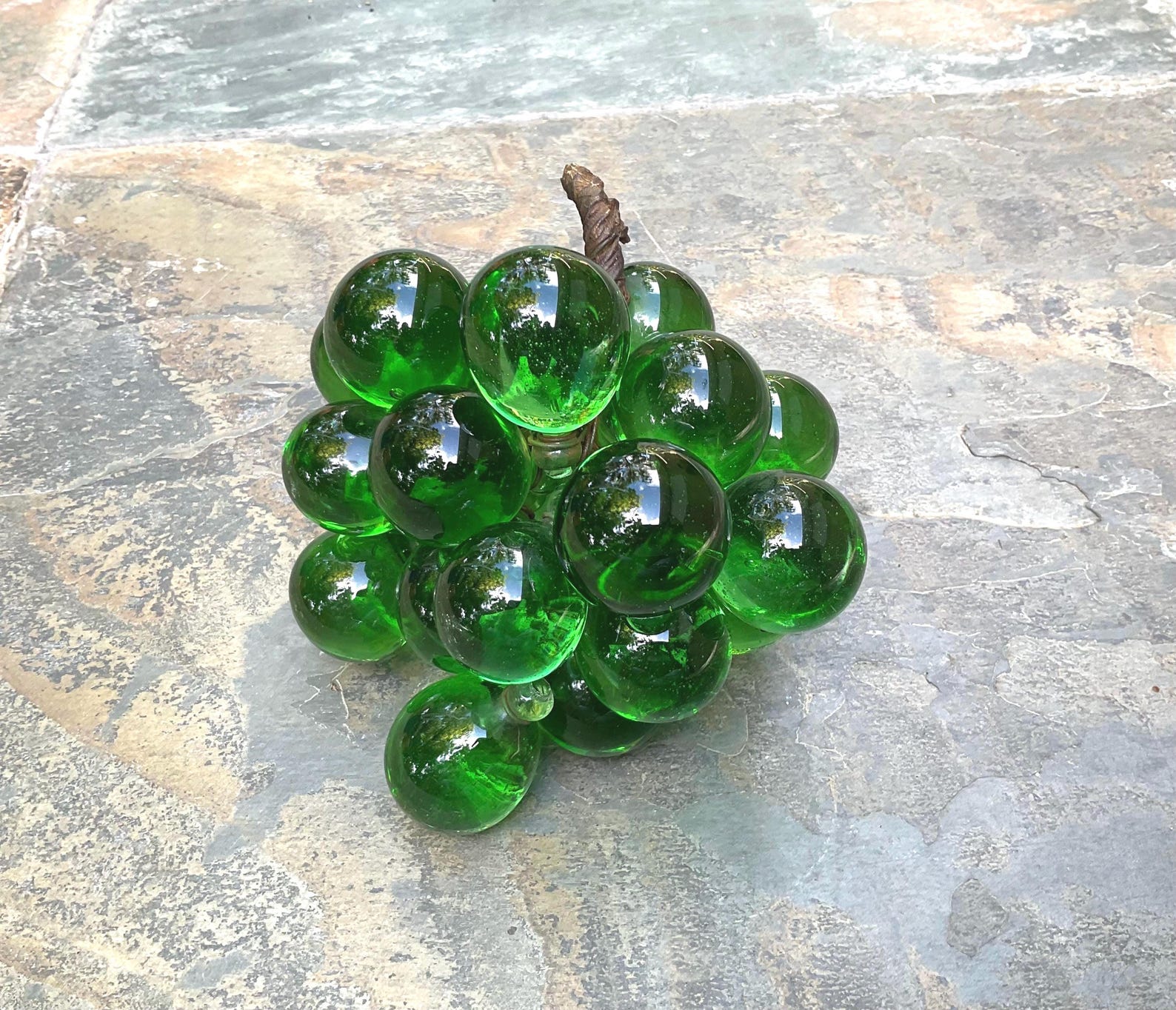 Antique LUCITE Large Emerald Green Glass Grape Cluster *rare Find ...