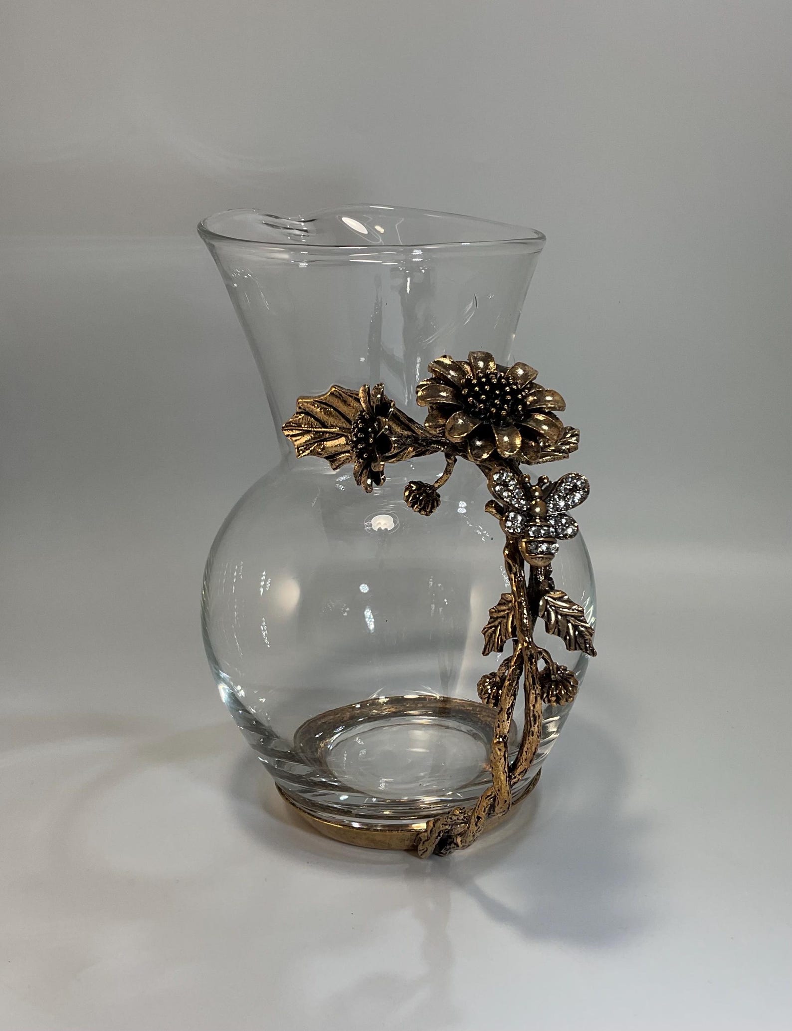 STUNNING Glass Pitcher W/handle- Sun Flower Wrapped- Beautifully ...