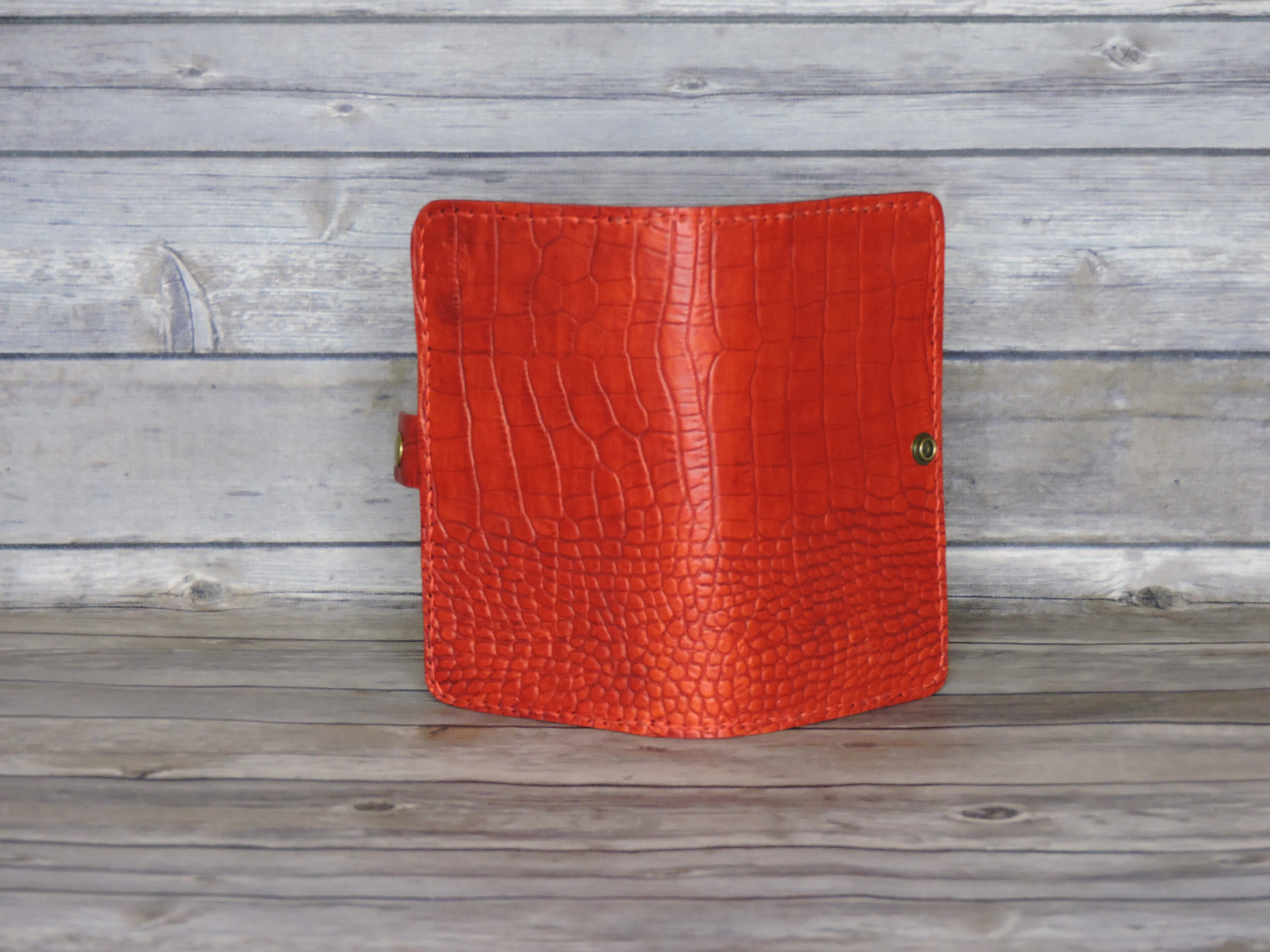 Womens Red Embossed Alligator Leather Wallet Red Leather Wallet Card ...