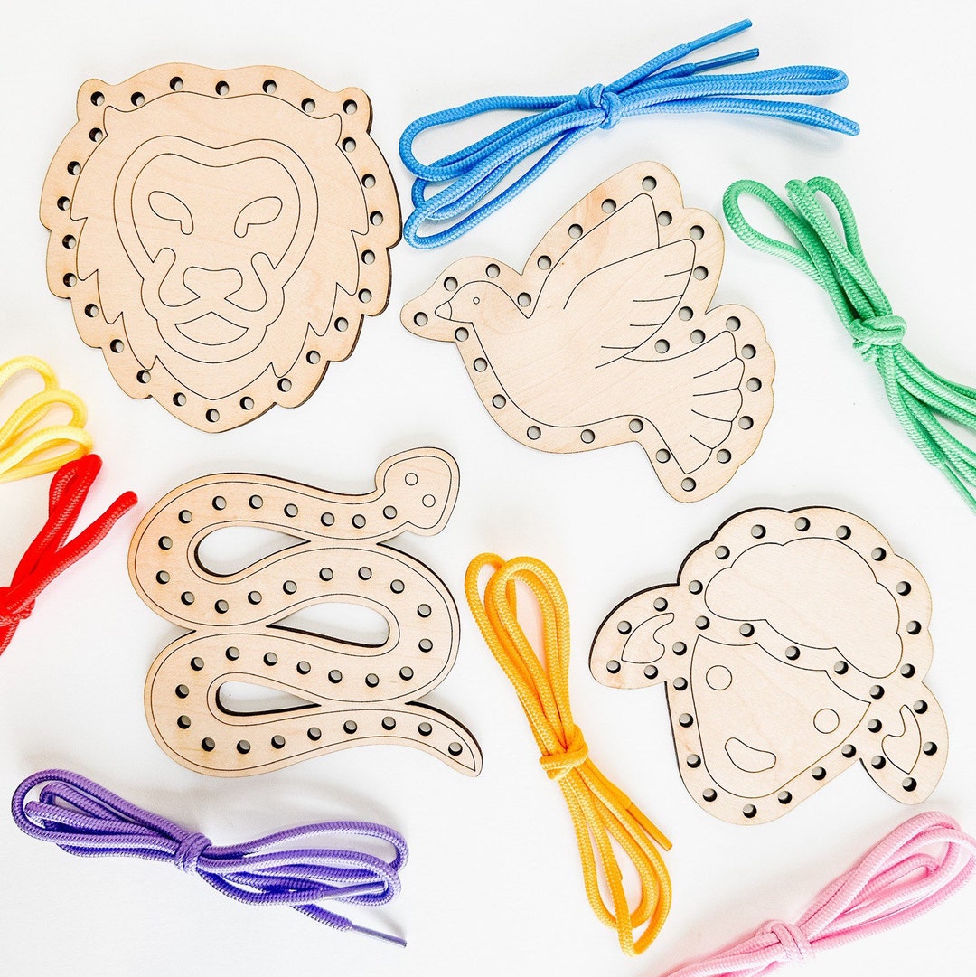 Biblical Animals Lacing Cards: Handmade Wooden Montessori Toy - Etsy