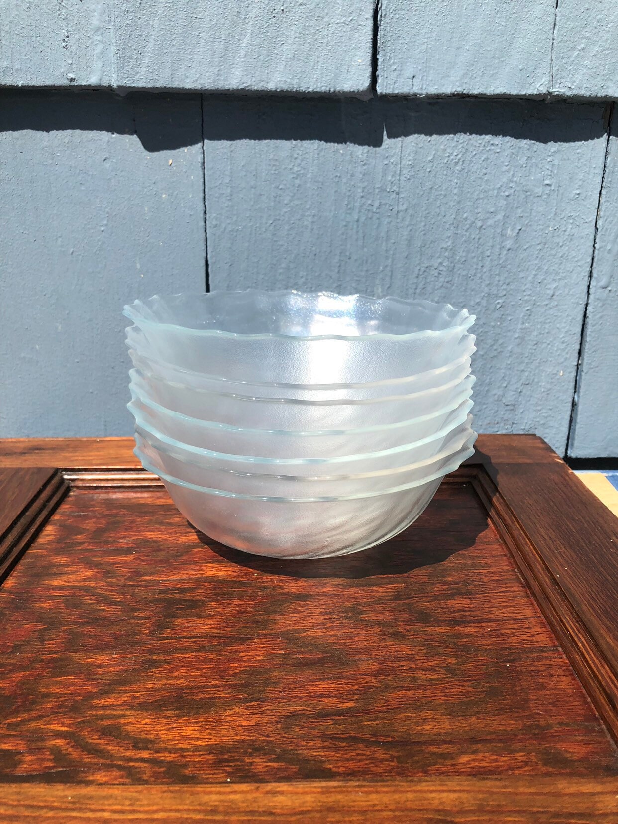 S/7 Arcoroc France Bowl Clearbrook Pattern Ruffled Edge - Etsy