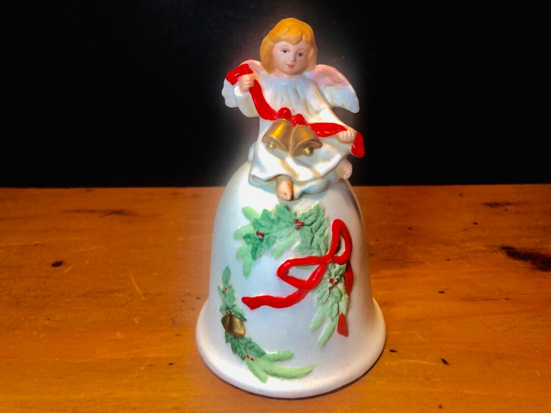 Angel Christmas Bell Homco 5213 Bisque Ceramic - Vintage Christmas ...