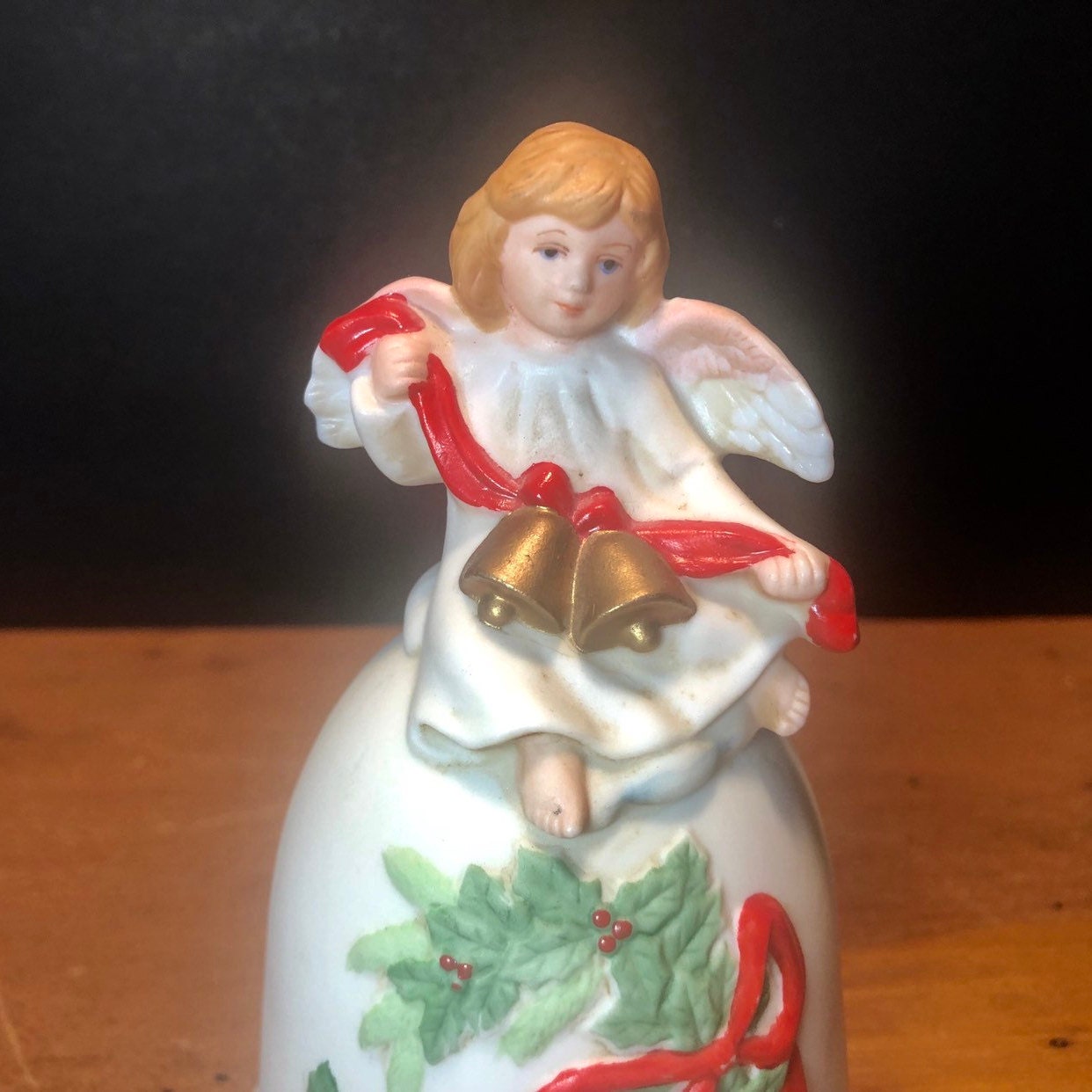 Angel Christmas Bell Homco 5213 Bisque Ceramic Vintage Christmas Decor ...