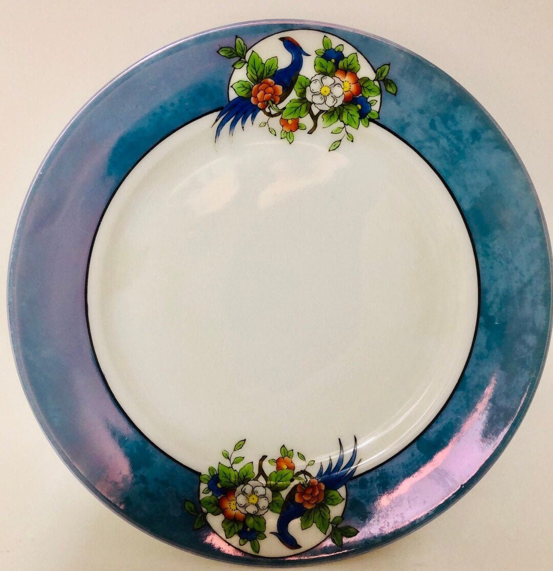 S/4 Noritake Lusterware Plates - 7" Art Deco Plates, Asian Lusterware ...