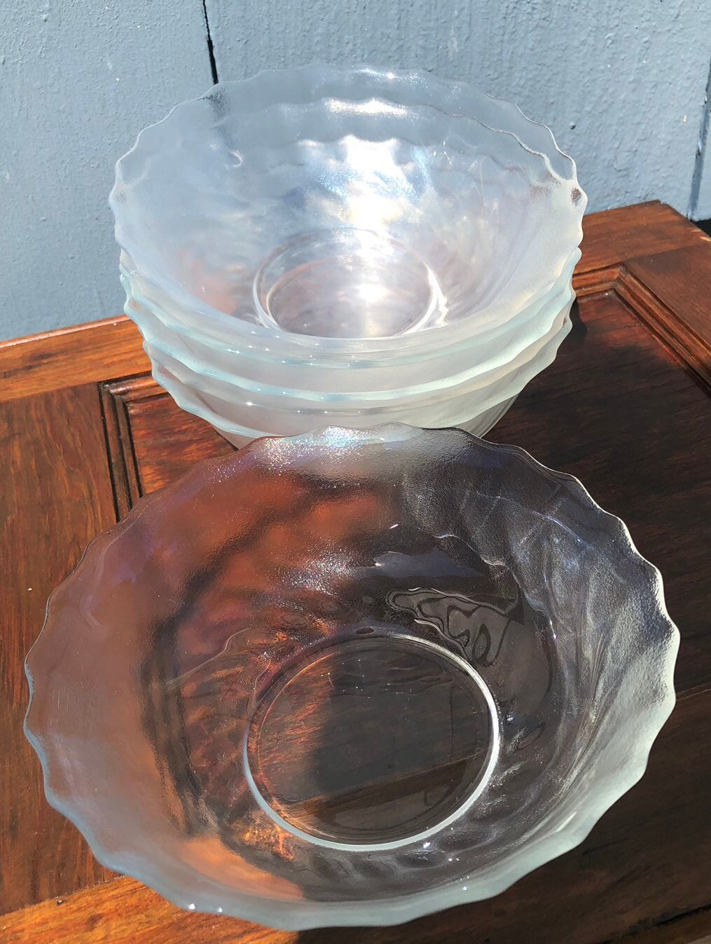 S/7 Arcoroc France Bowl Clearbrook Pattern Ruffled Edge - Etsy