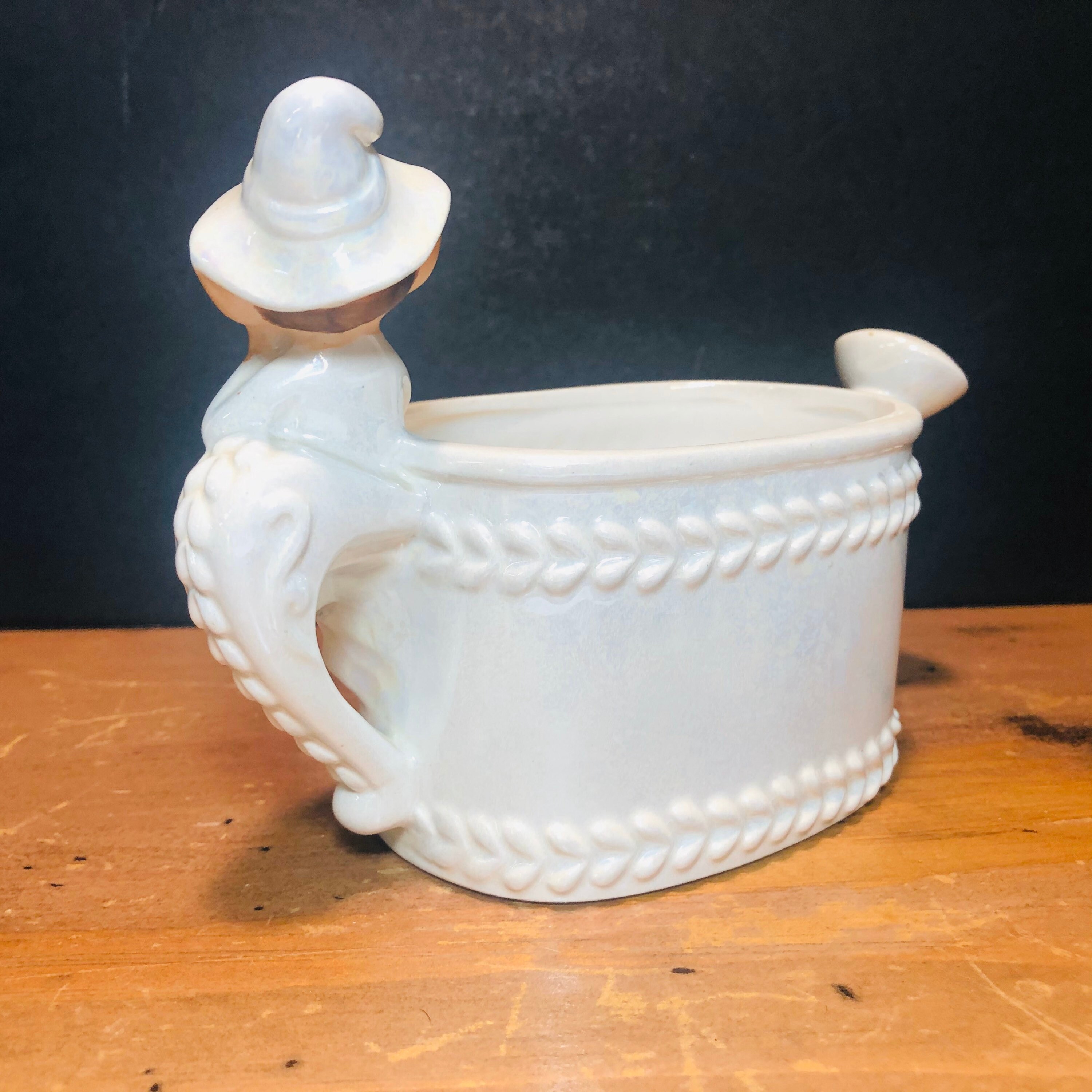 Vintage Lefton White Pixie Planter, Lefton 1115 Opalescent White Pixie ...