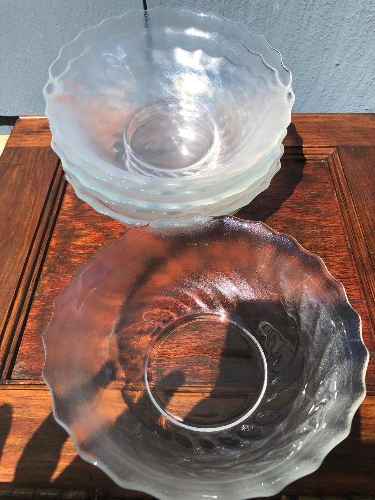 S/7 Arcoroc France Bowl Clearbrook Pattern Ruffled Edge - Etsy