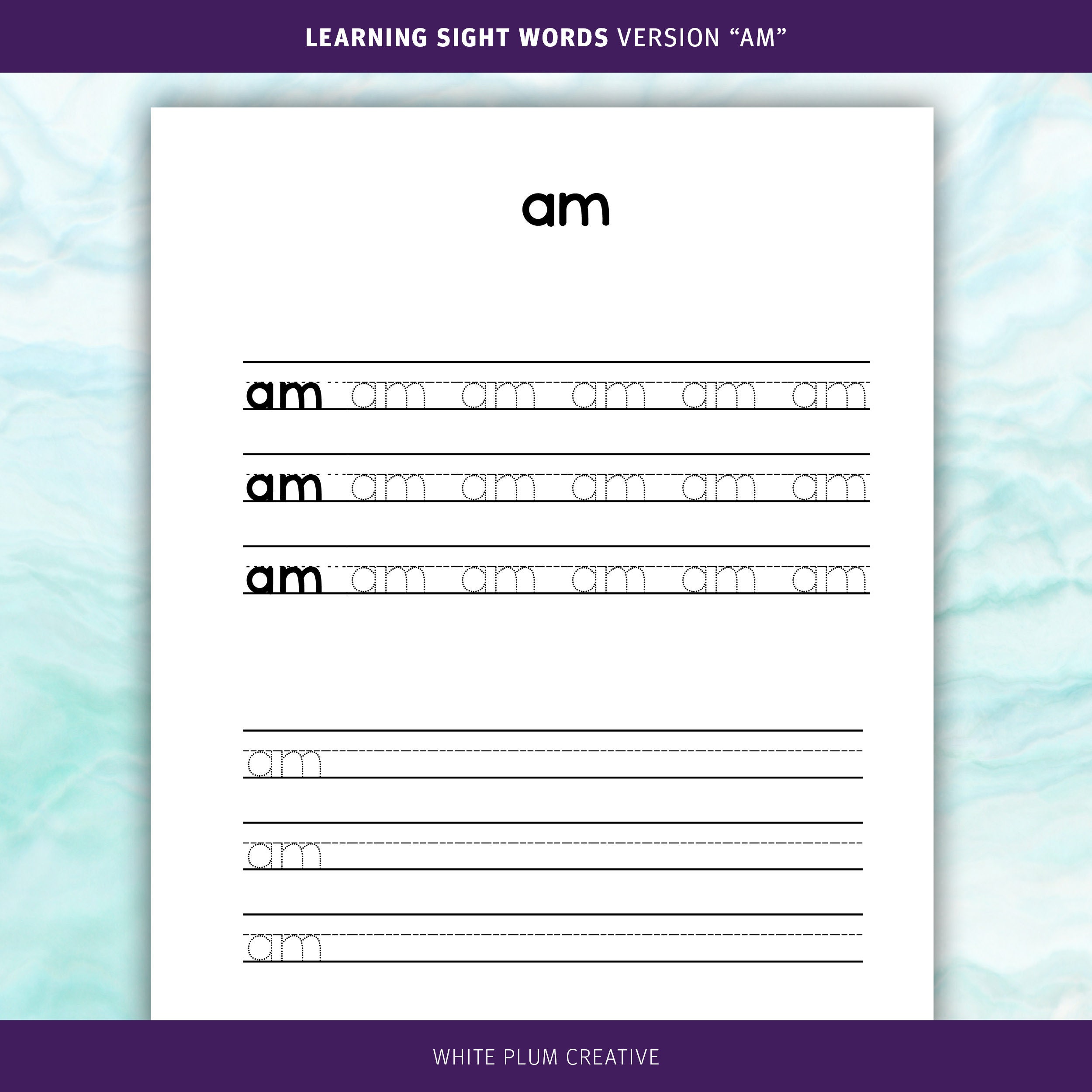 Printable Sight Word Tracing Sheets for Preschool and Kindergarten - Etsy