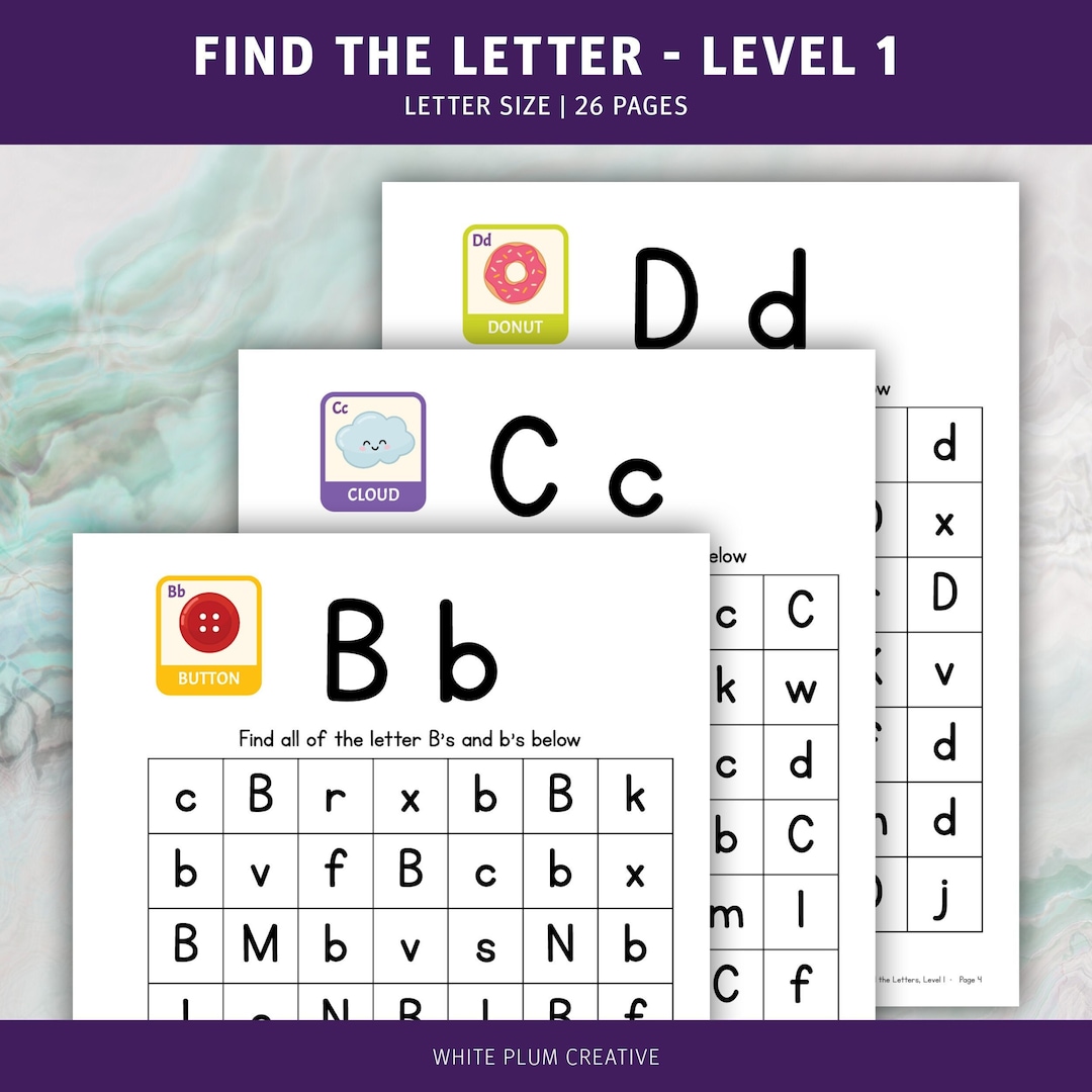 Identify Letters - Level 1 | Printable Letter Search - Etsy