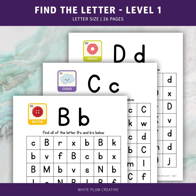 Identify Letters - Level 1 | Printable Letter Search - Etsy