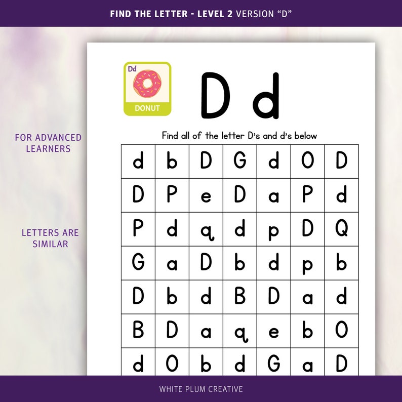 Identify Letters - Level 2 | Printable Letter Search - Etsy