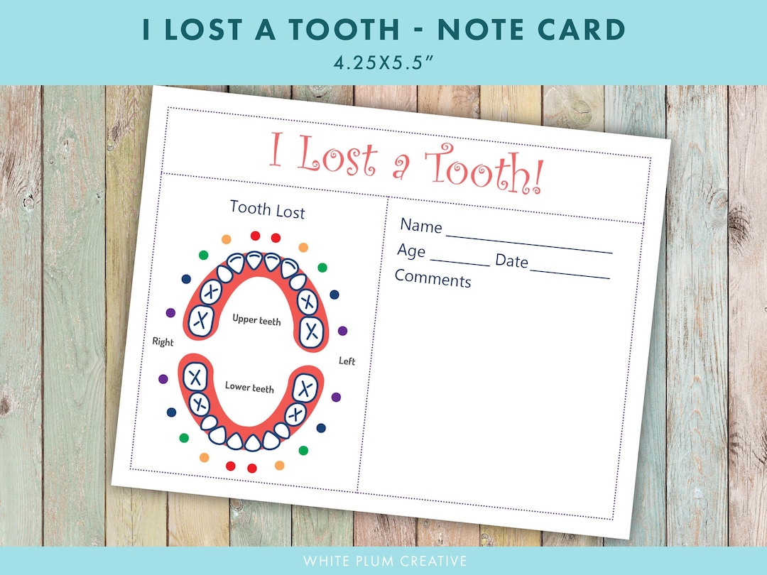 I Lost My Tooth Note Card, Printable Note to the Tooth Fairy - Etsy