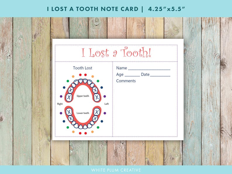 I Lost My Tooth Note Card, Printable Note to the Tooth Fairy - Etsy