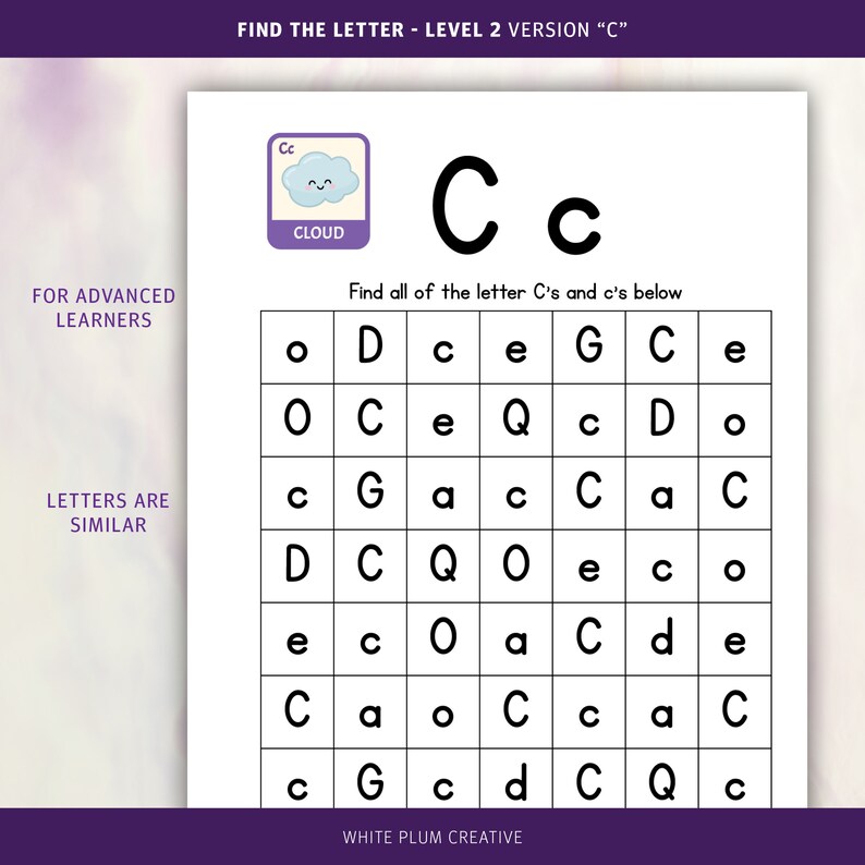 Identify Letters - Level 2 | Printable Letter Search - Etsy