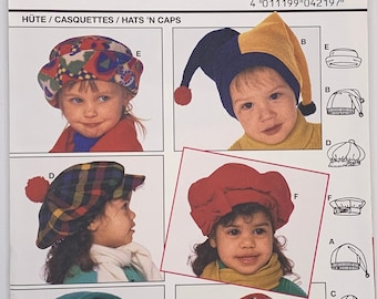 Burda 4219 Childrens Hats Caps UNCUT 80s Vintage Sewing Pattern - Etsy
