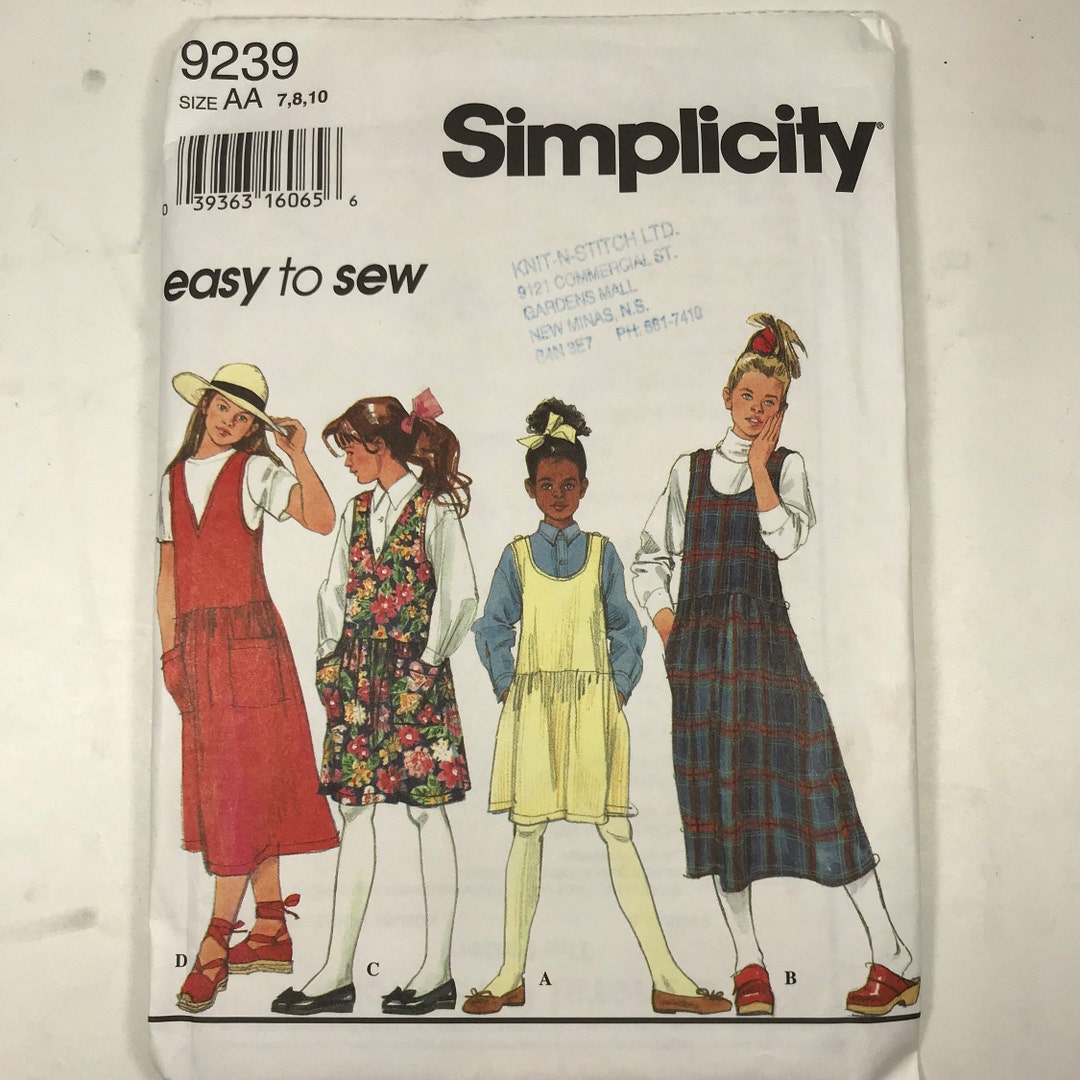 Simplicity 9239 Girl's Jumper Dress Retro 1990's Sizes - Etsy