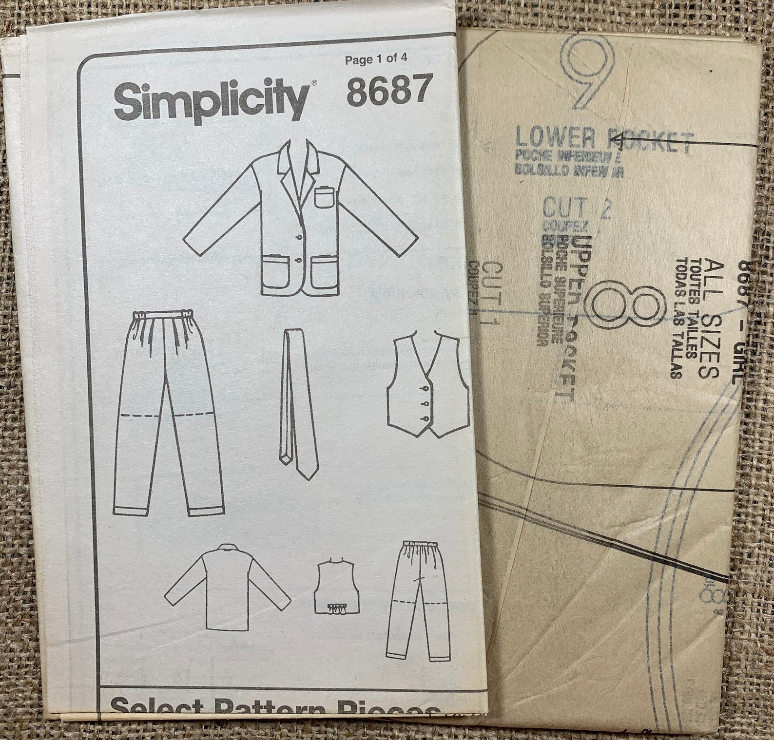 Simplicity 8687 Girl's School Uniform 90's Fashion Blazer Vest Tie ...