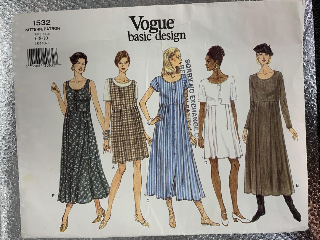 Vogue Basic Design 1532 Dress Pattern: Sleeve & Length Variations ...