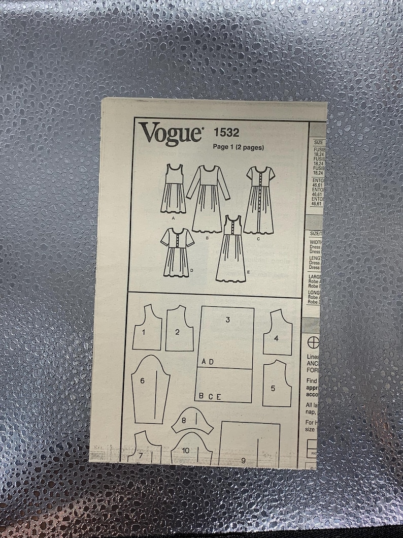 Vogue Basic Design 1532 Dress Pattern: Sleeve & Length Variations ...