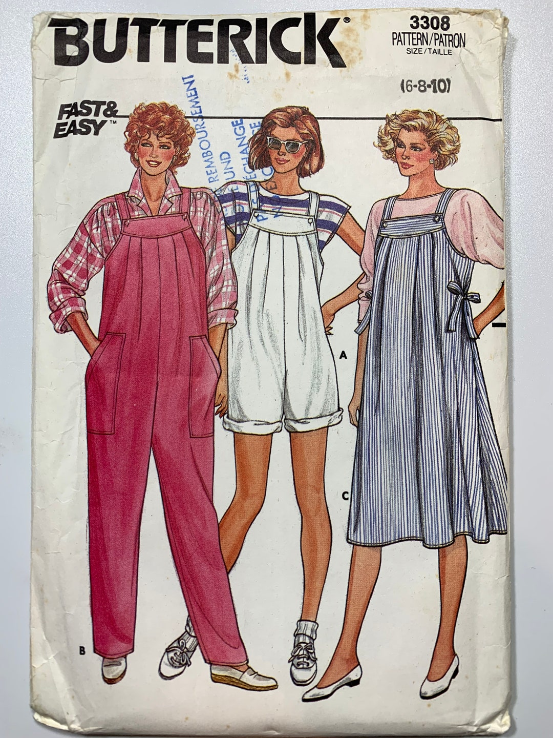 Butterick 3308 80's Maternity Romper and Dress Fast & Easy Sewing ...