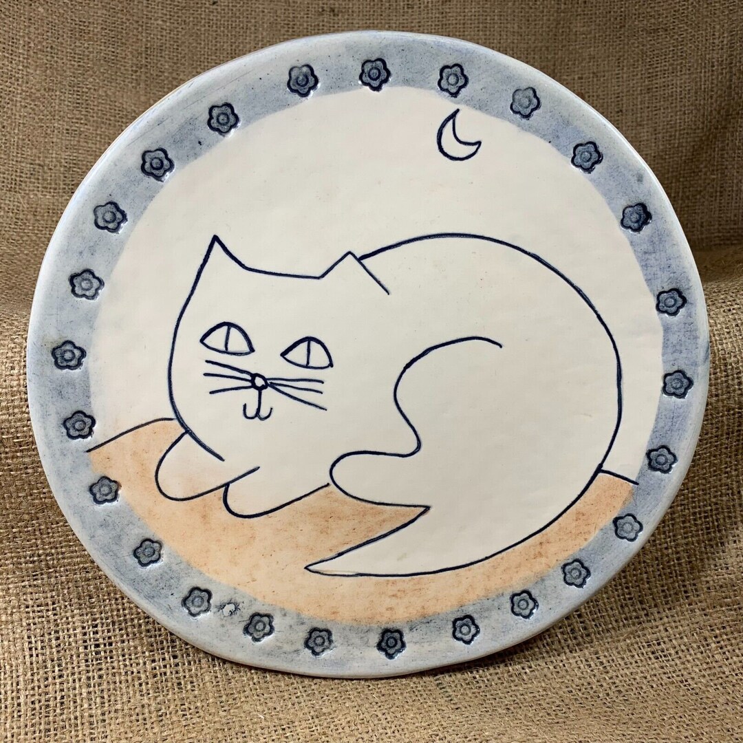 Studio Pottery Cat Plate 9" Whimsical Plate Nova Scotia Canada Signed ...
