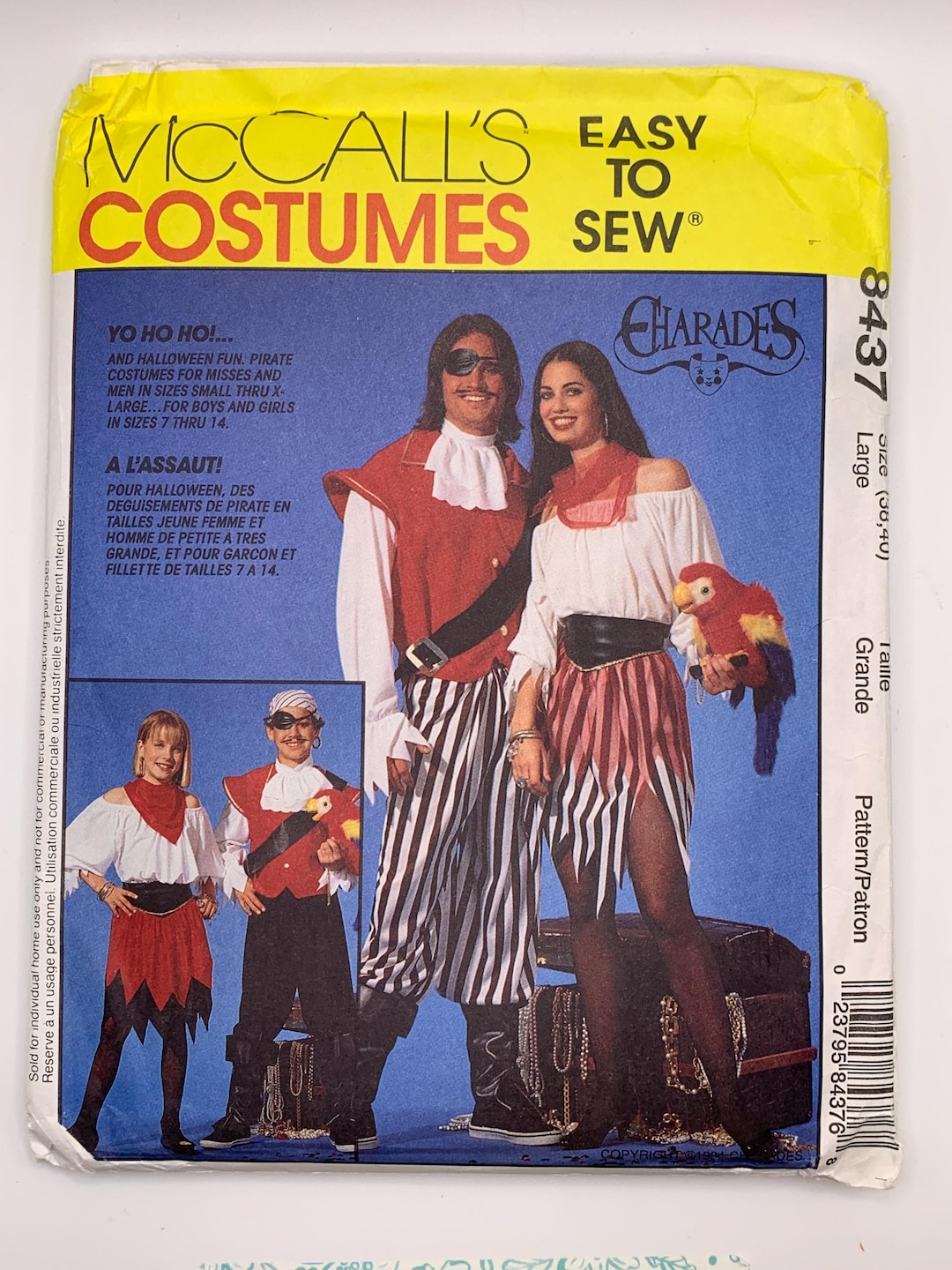 Mccall's 8437 Adult Pirate Costume Sewing Pattern Sizes Large (38, 40 ...