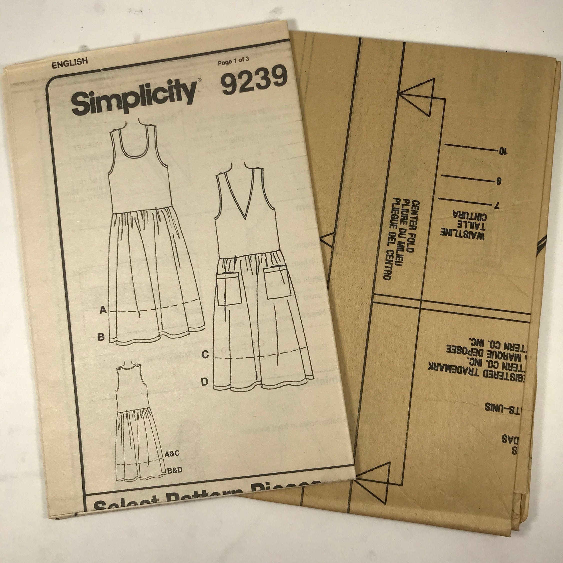 Simplicity 9239 Girl's Jumper Dress Retro 1990's Sizes - Etsy