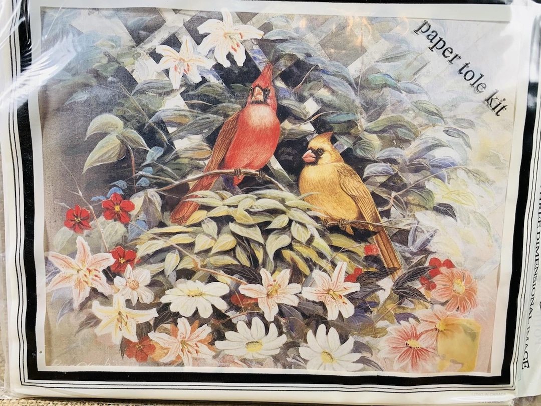 Cardinals With Flowers Paper Tole 3D Decoupage Craft Kit Size 8x10 ...