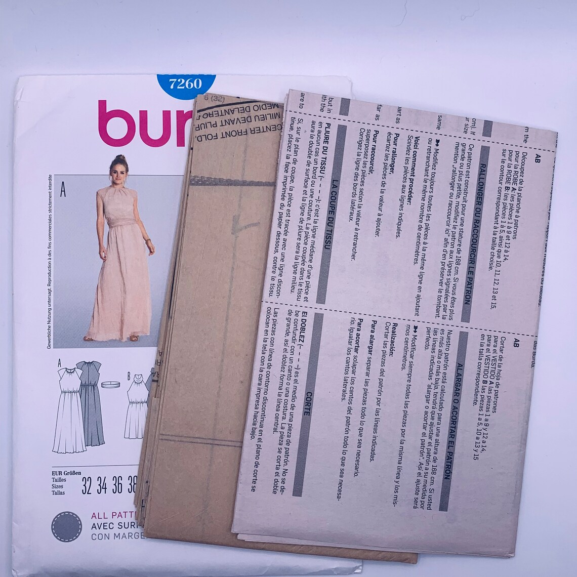Burda Style Evening Dress Sewing Pattern 7260 Sizes 6-8-10-14-18-16 EUR ...