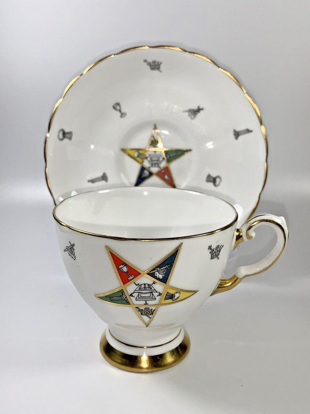 Vintage Eastern Star Teacup & Saucer Tuscan China England OES Masonic ...