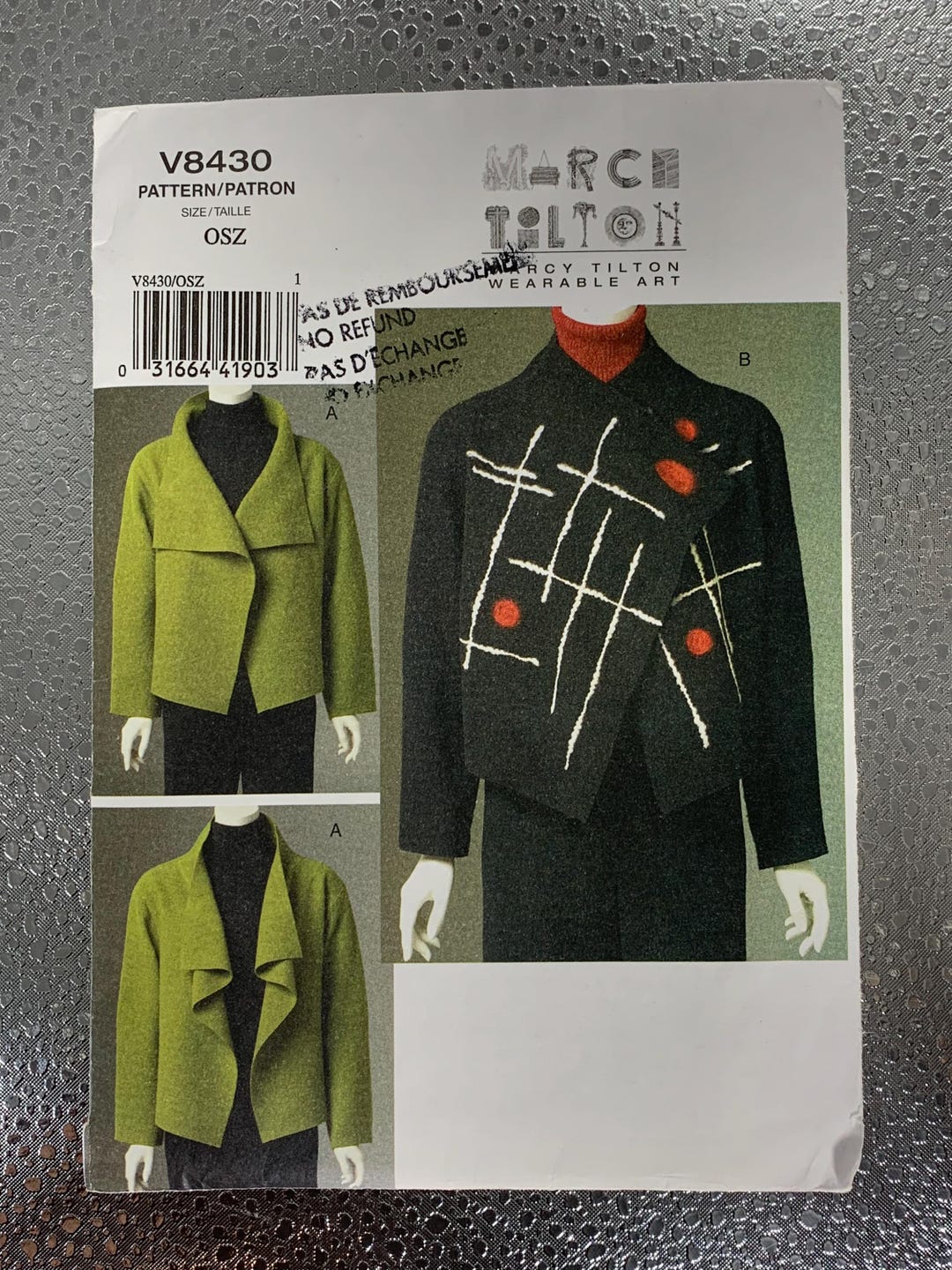 Vogue 8430 Marcy Tilton Felted Jacket Wearable Art Waterfall Pattern ...
