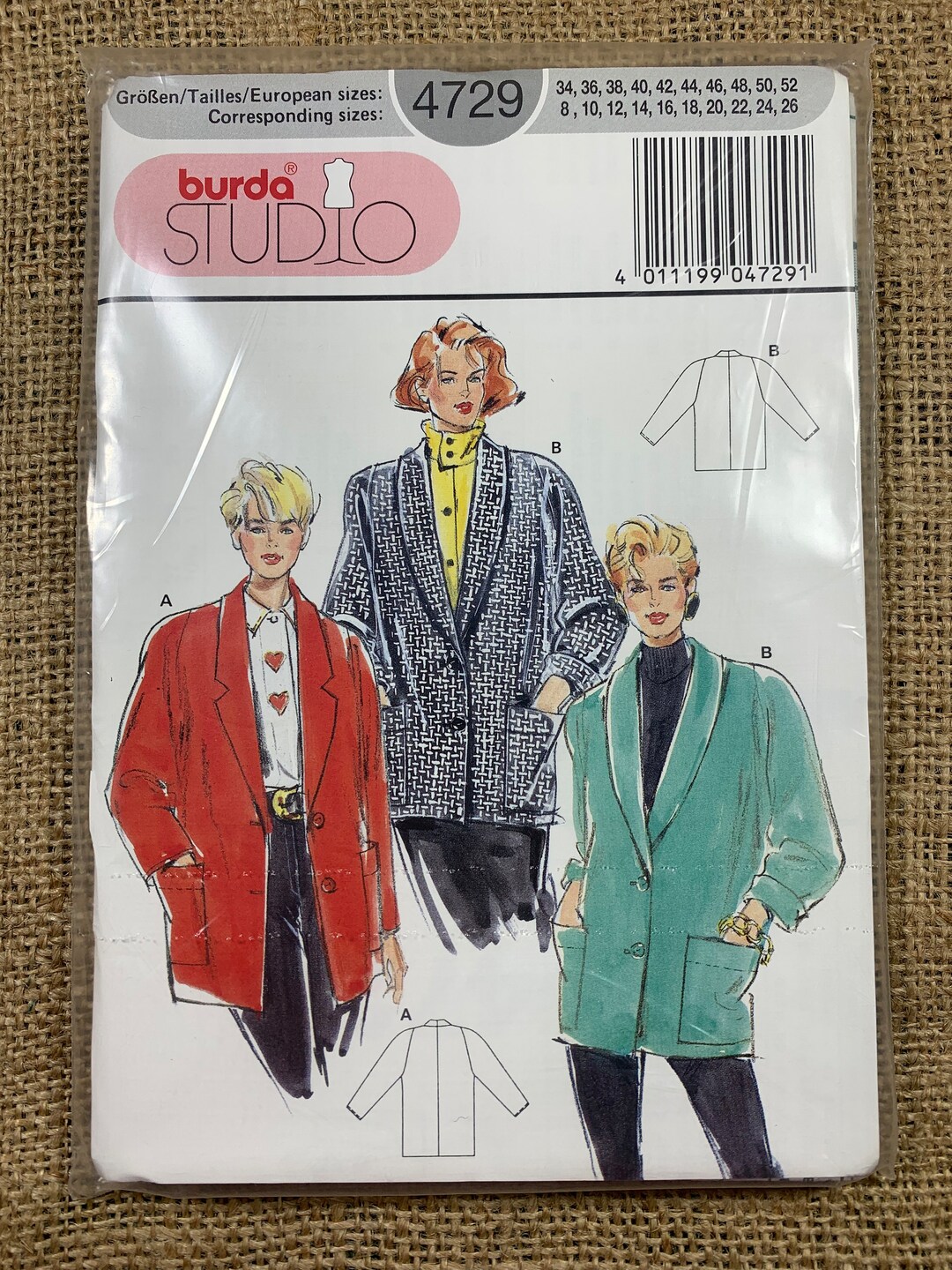 Burda Studio 4729 Women's 1980's Jacket Sizes 8-26 - Etsy