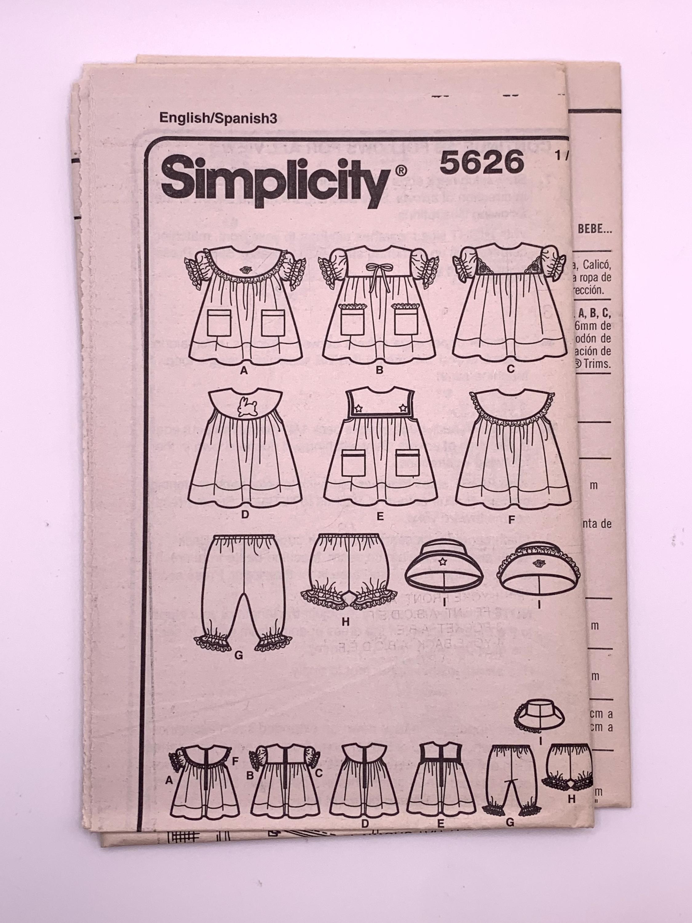 Simplicity 5626, Easy to Sew, Babies' Dress, Pantaloons, Hat Sewing ...