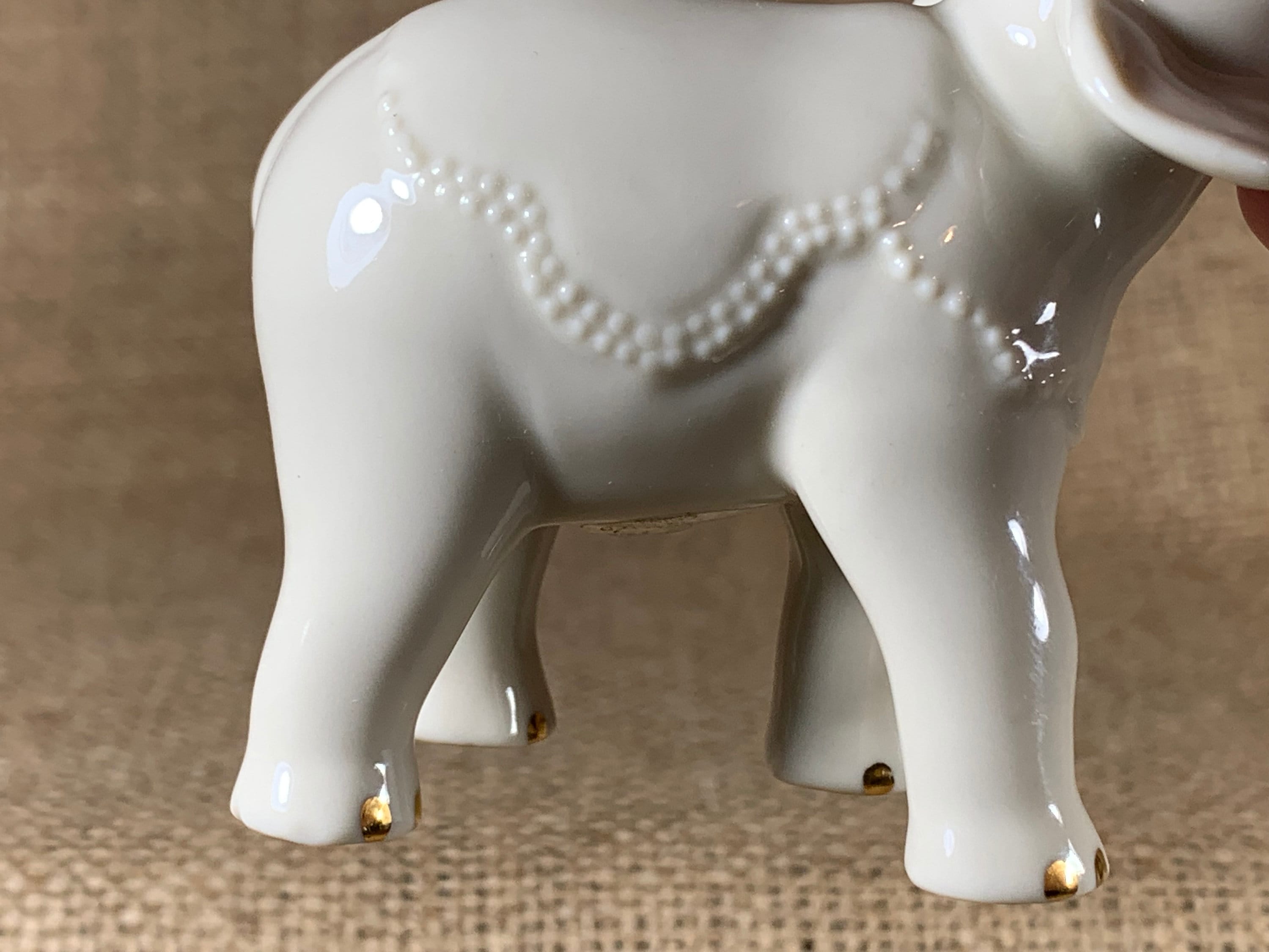 Lenox Elephant Figurine A Touch of Luck Ivory W/gold Accents Standing ...