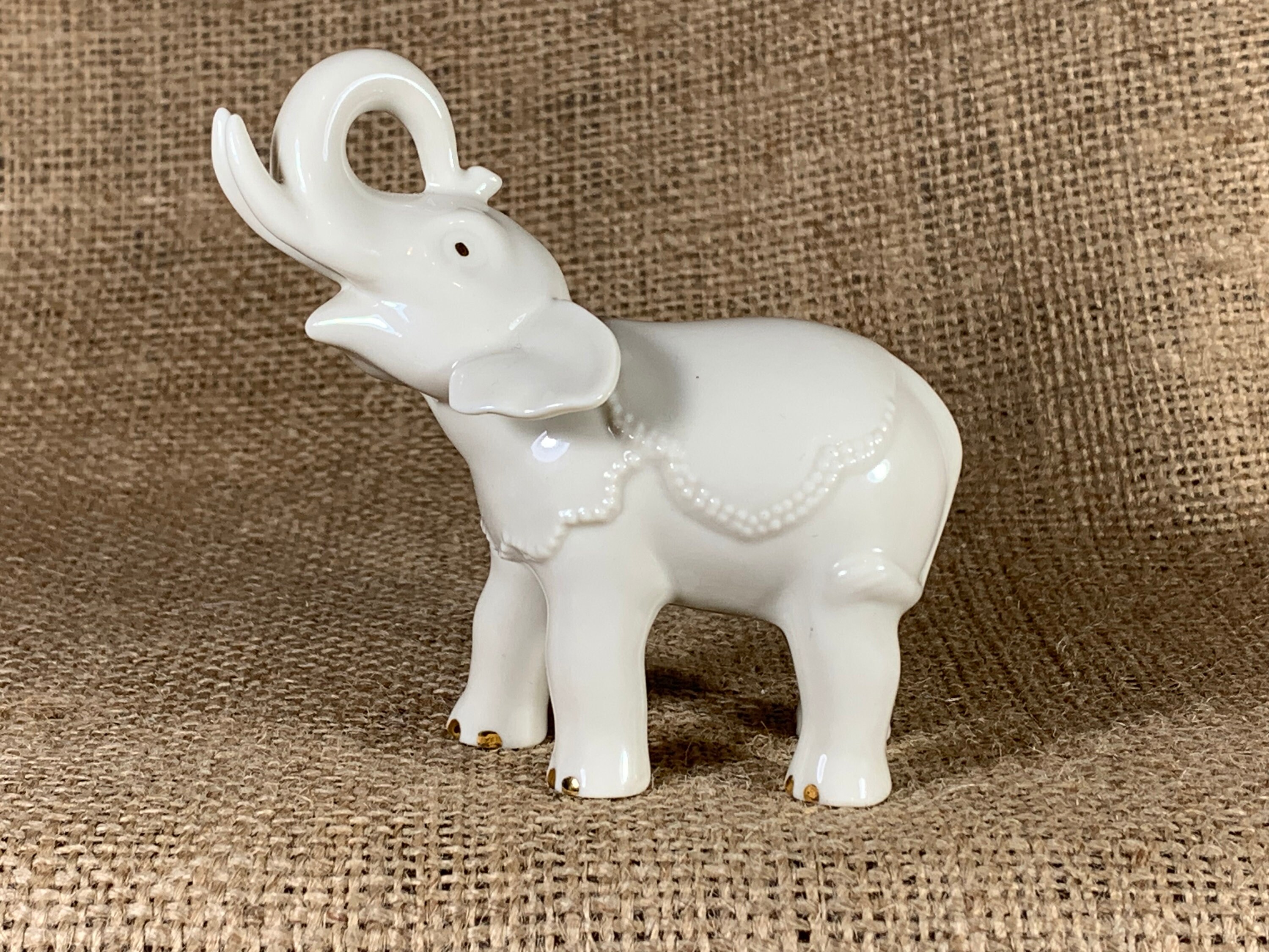 Lenox Elephant Figurine A Touch of Luck Ivory W/gold Accents Standing ...