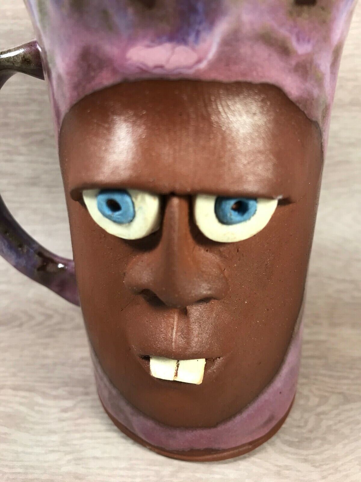 Funny Face Mug Pottery Blue Eyed Buck Tooth Whimsical Signed Crosby - Etsy
