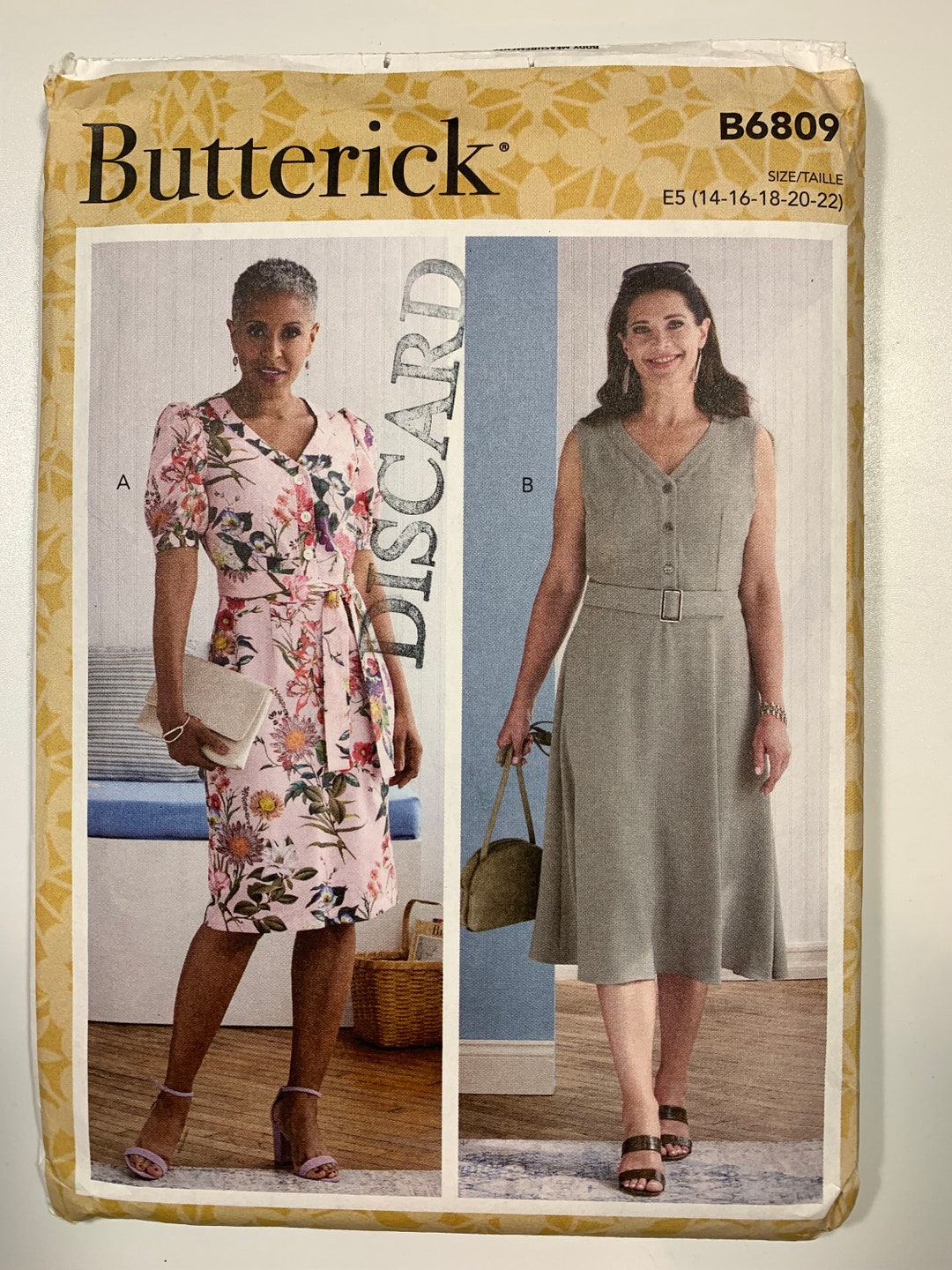 Butterick 6809 Dress With Sash Belt Sewing Pattern Sizes 14-16-18-20-22 ...