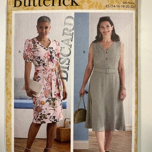 Butterick 6809 Dress With Sash Belt Sewing Pattern Sizes 14-16-18-20-22 ...