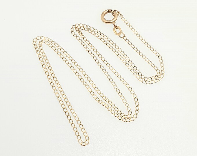 Vintage 9k 9ct Gold Chain Necklace Curb Link Long 51cm 20" 1.56g Solid ...