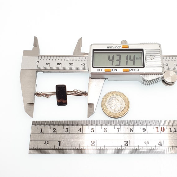 Antique Blue John Sterling Silver Brooch Bar Pin Very… - Gem