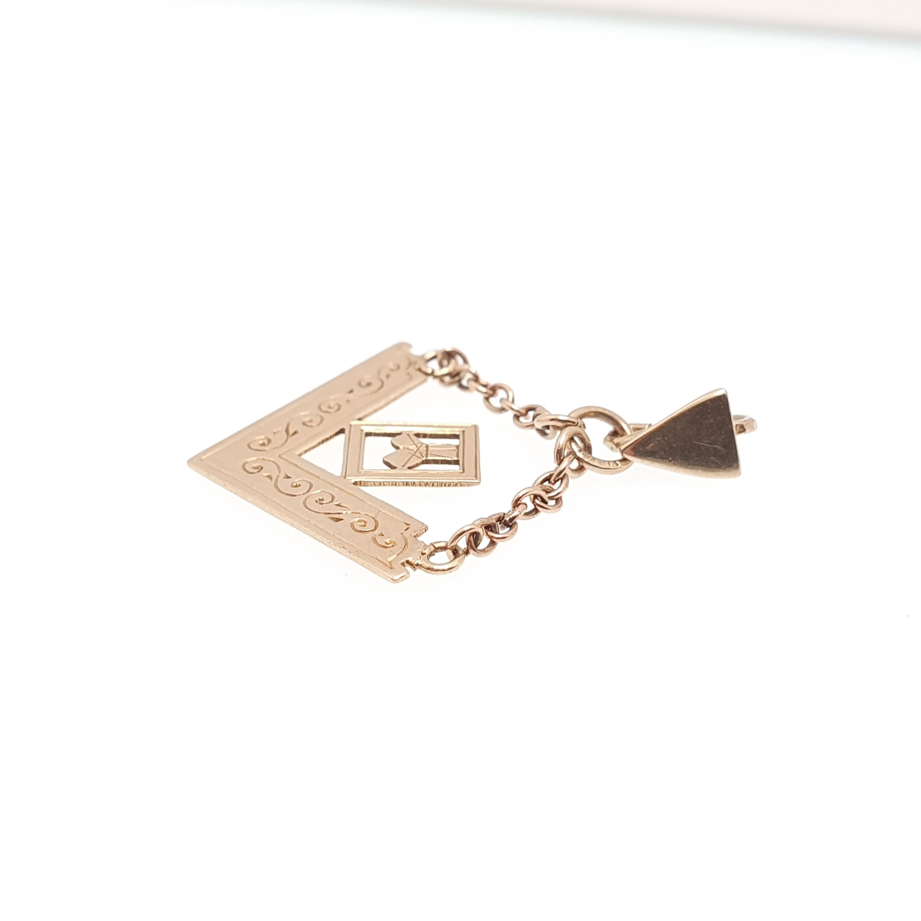 Vintage 9ct Gold Past Masters Jewel Masonic Fob Pendant Necklace ...
