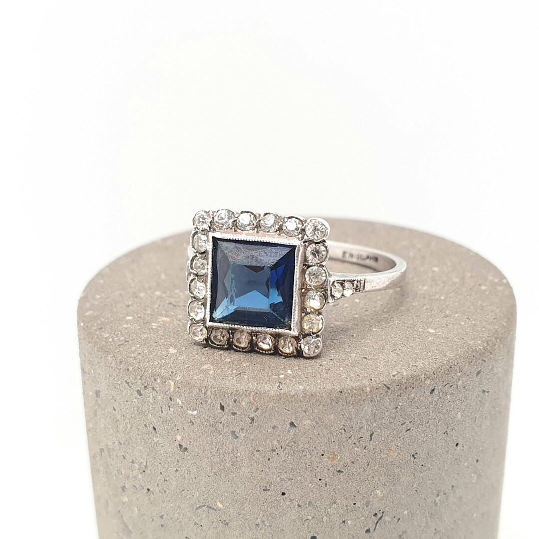 Antique Sterling Silver Sapphire Paste Ring SCP Ciro Diamond Pastes ...