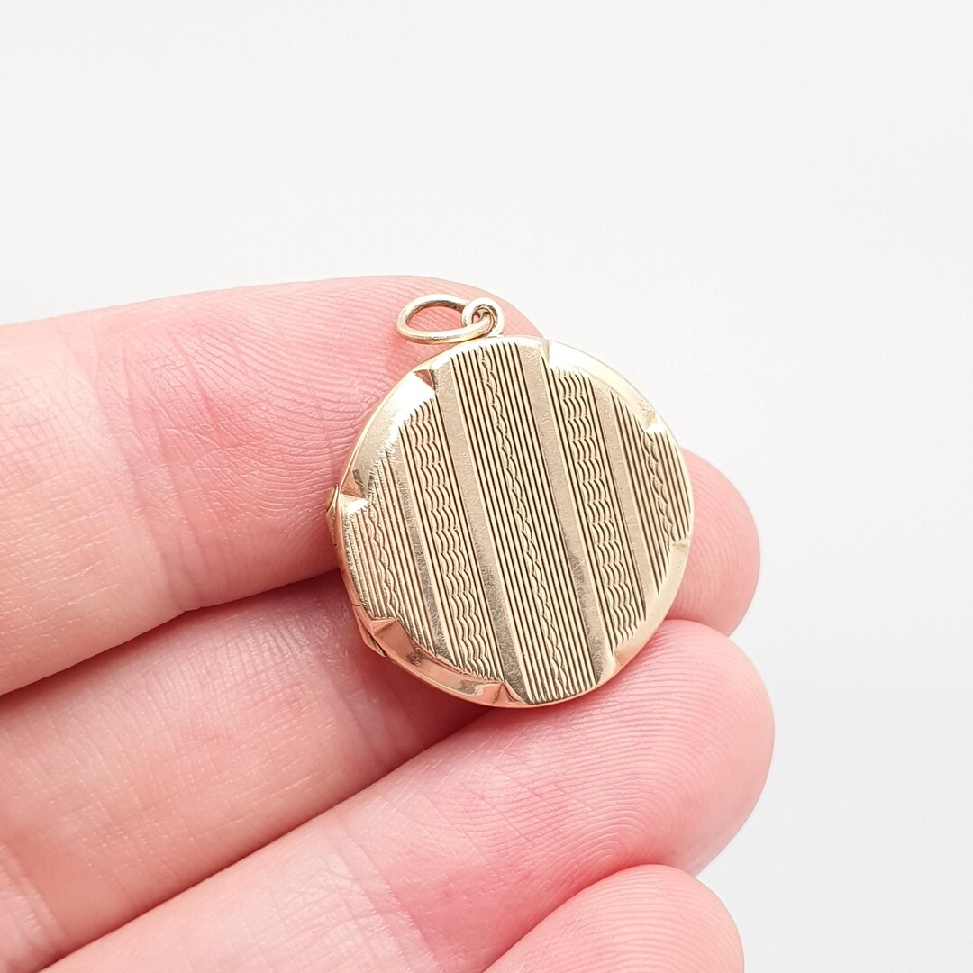 Antique 9ct 9k Gold Locket Pendant Art Deco Engine Turned Vertical ...