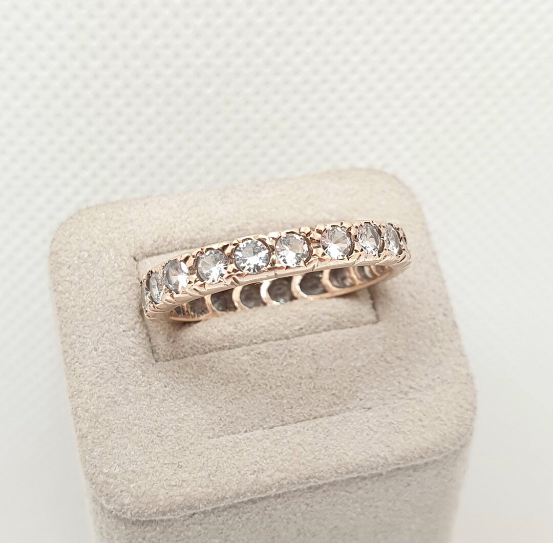 Antique 9ct Gold Eternity Ring Art Deco Solid 9k 375 White Spinel ...