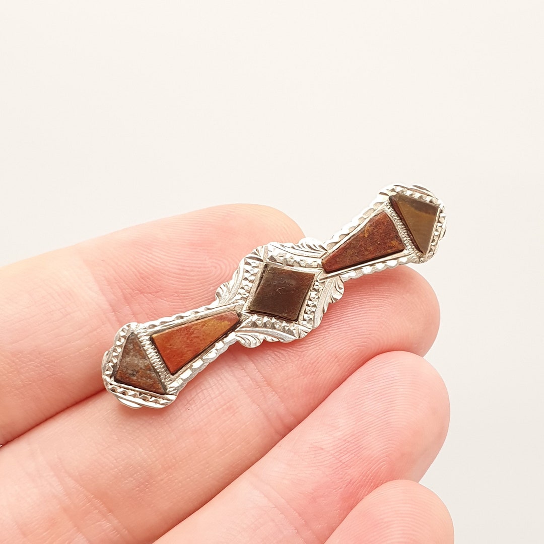 Antique Sterling Silver Red Jasper Brooch Scottish Style Agate 1903 ...