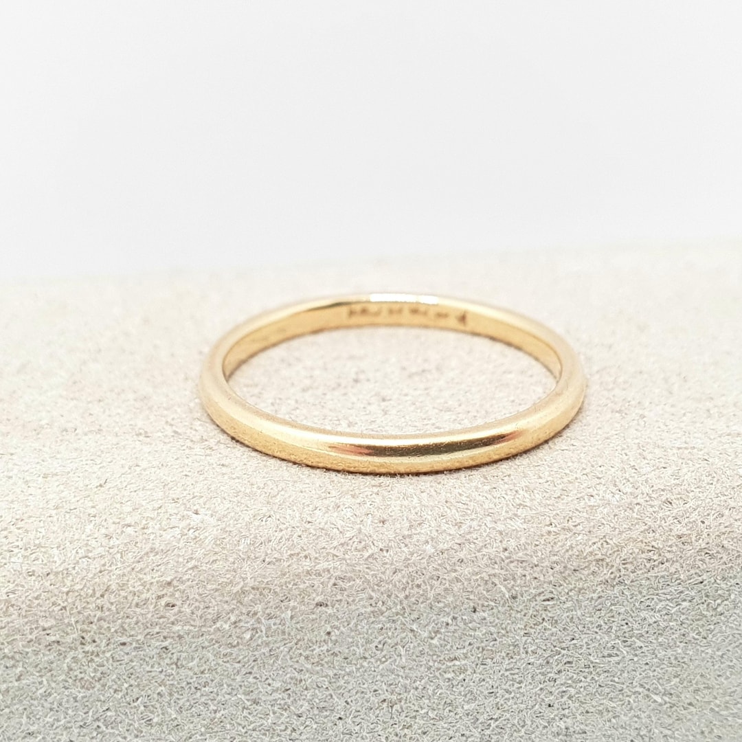 Old Vintage 18ct 18k Gold Wedding Band Ring Yellow Stacking Stacker 750 ...